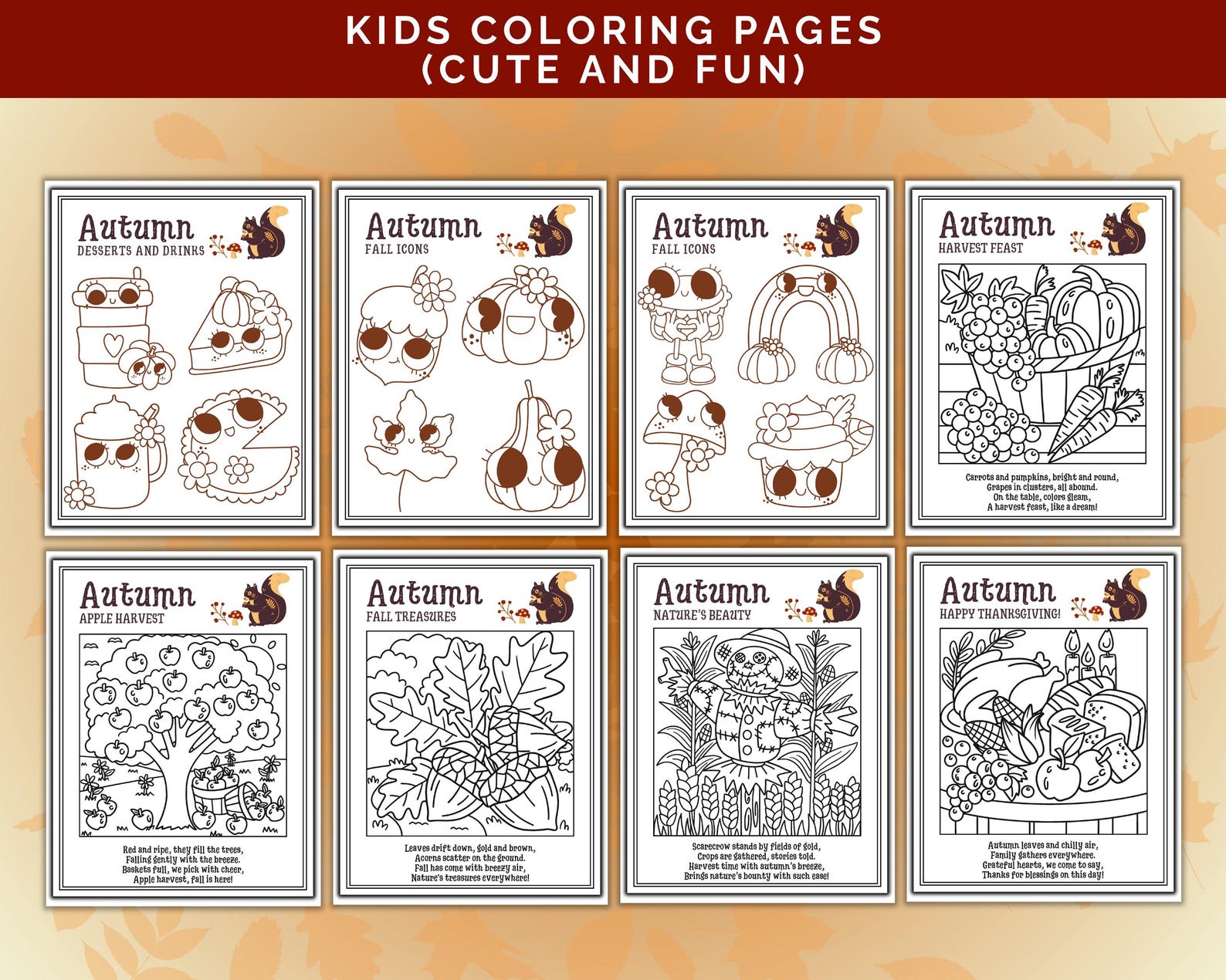 50 Fall Activity Sheets for Kids, Printable Activity Bundle, Fall ...