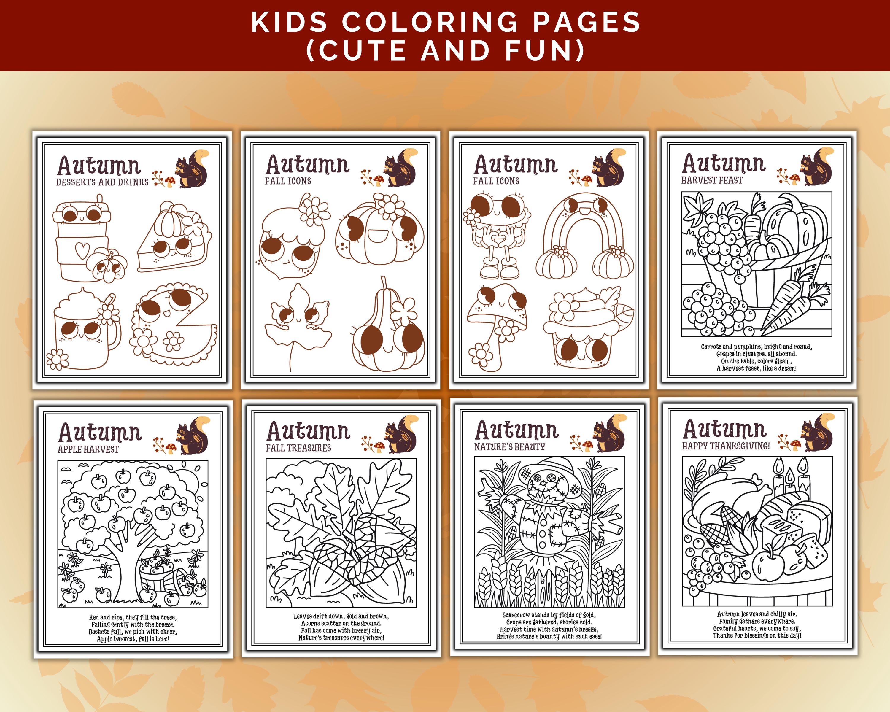 50 Fall Activity Sheets for Kids, Printable Activity Bundle, Fall ...