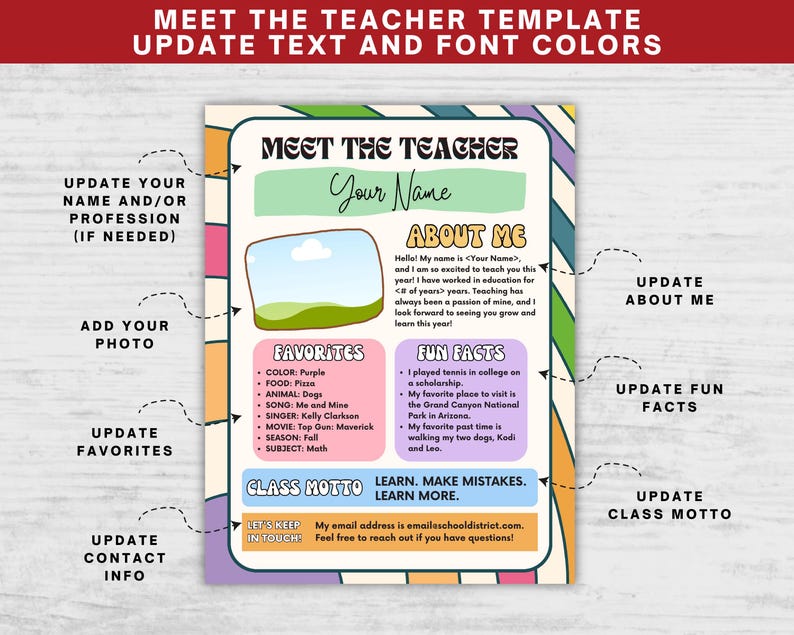 Groovy Meet the Teacher Template: Editable Welcome Letter (digital ...