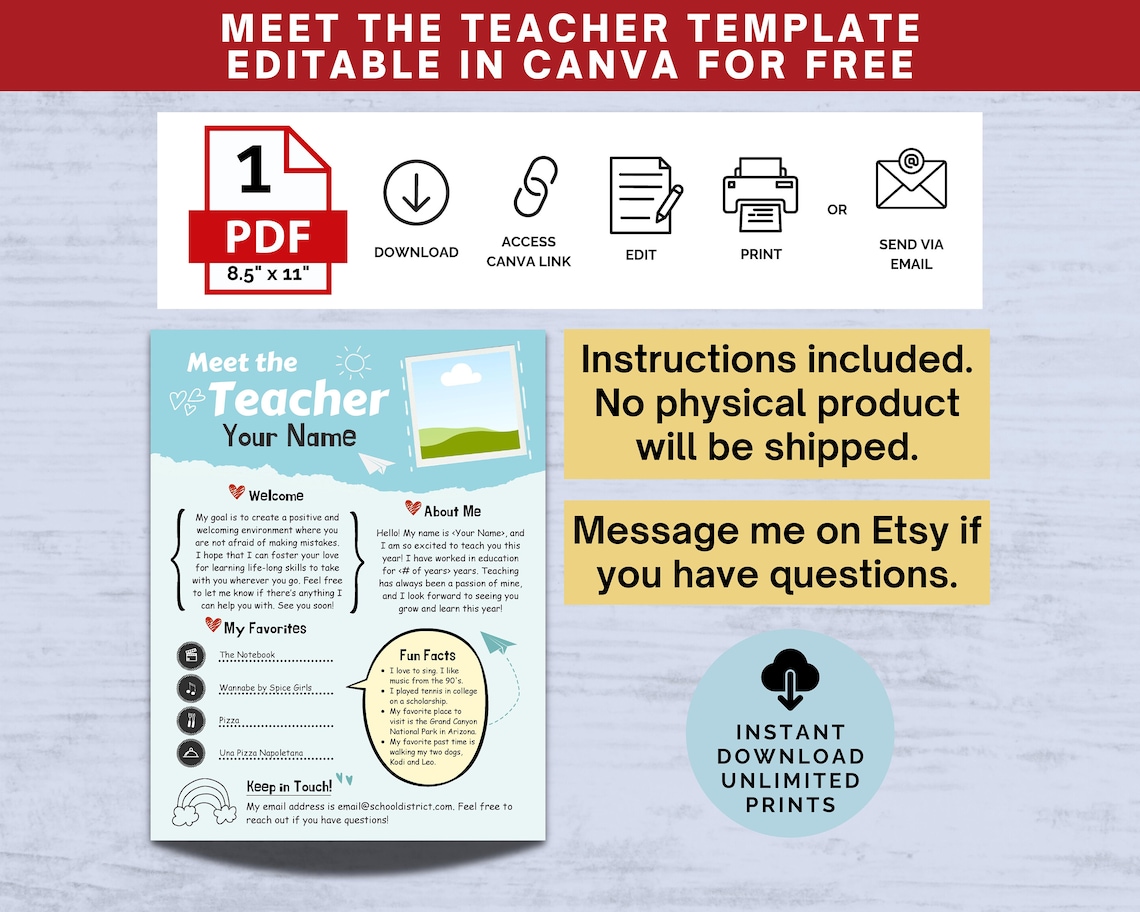 Editable Meet the Teacher Template, DIY Welcome Letter Get to Know ...
