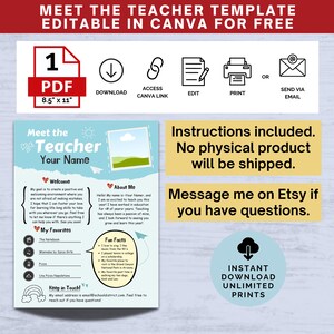 Editable Meet the Teacher Template, DIY Welcome Letter Get to Know ...