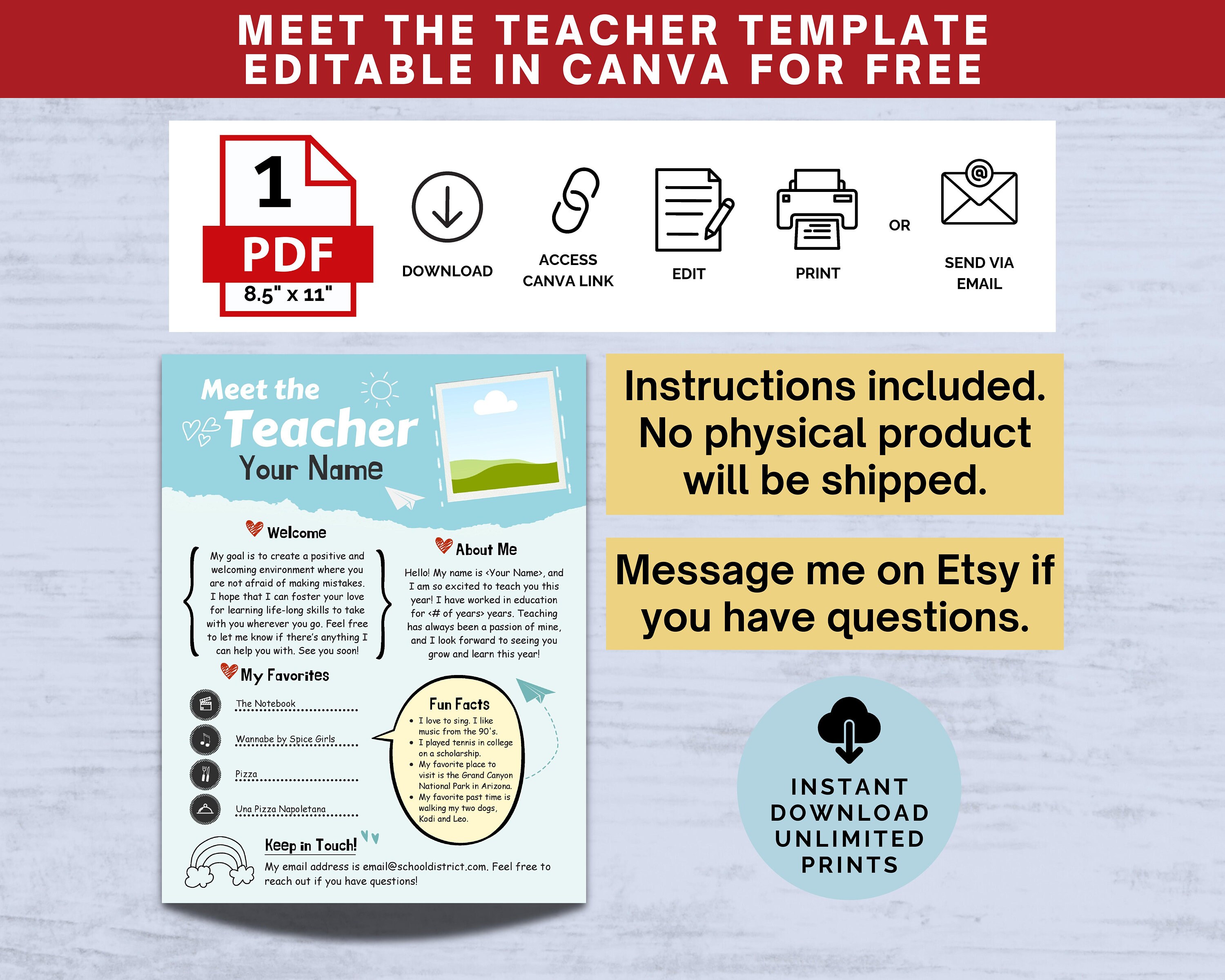 Editable Meet the Teacher Template, DIY Welcome Letter Get to Know ...