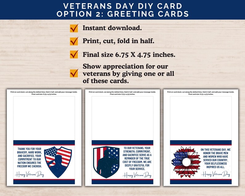 Printable Veterans Day Cards Bundle: Poppy Design, Thank You Veterans ...