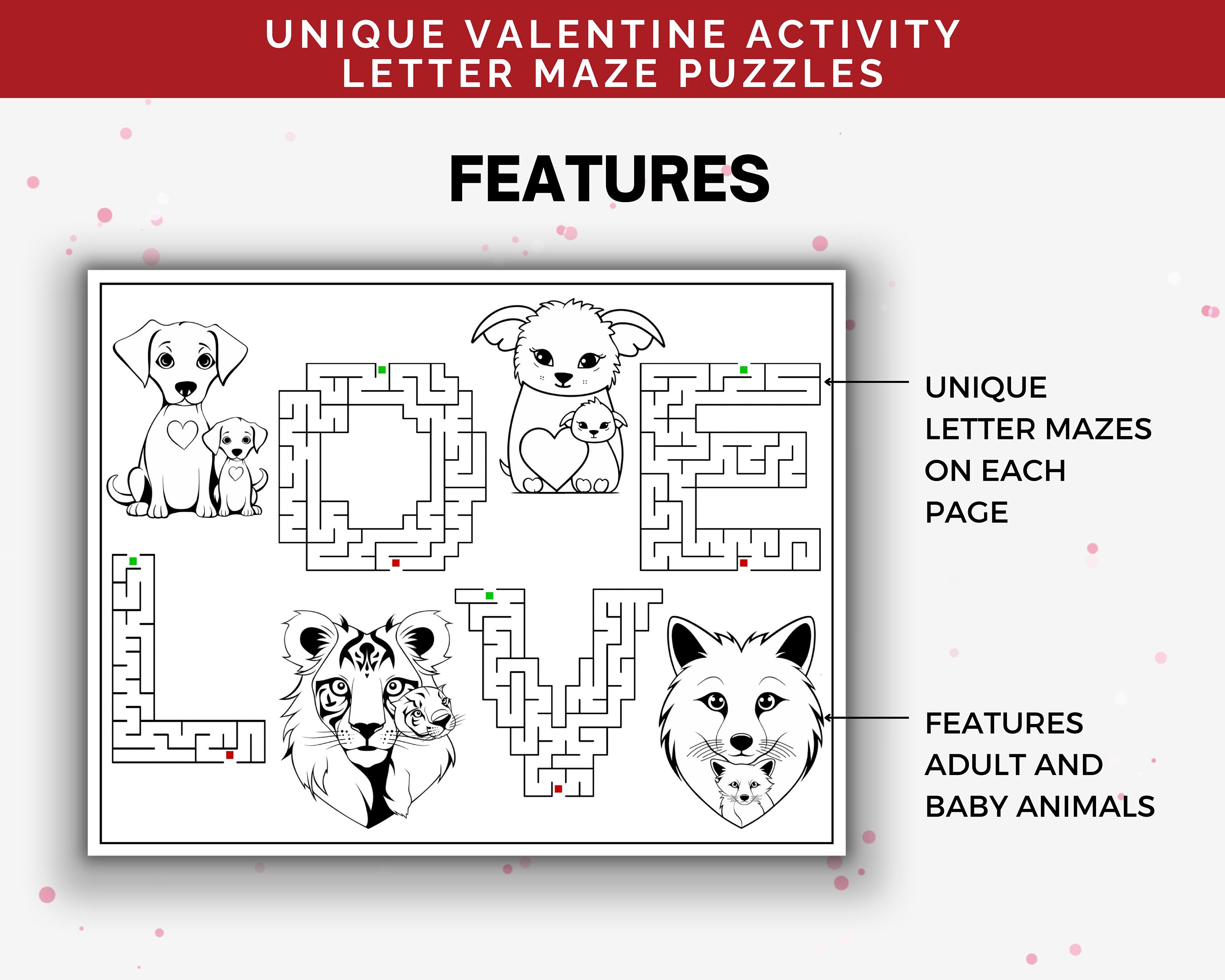 Valentine's Day Maze Coloring Placemats: Hearts, Love, Sweet (PDF ...