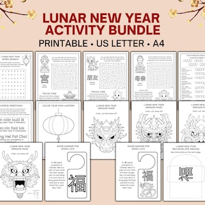 Lunar New Year Printable Activity Bundle, Chinese New Year Coloring ...