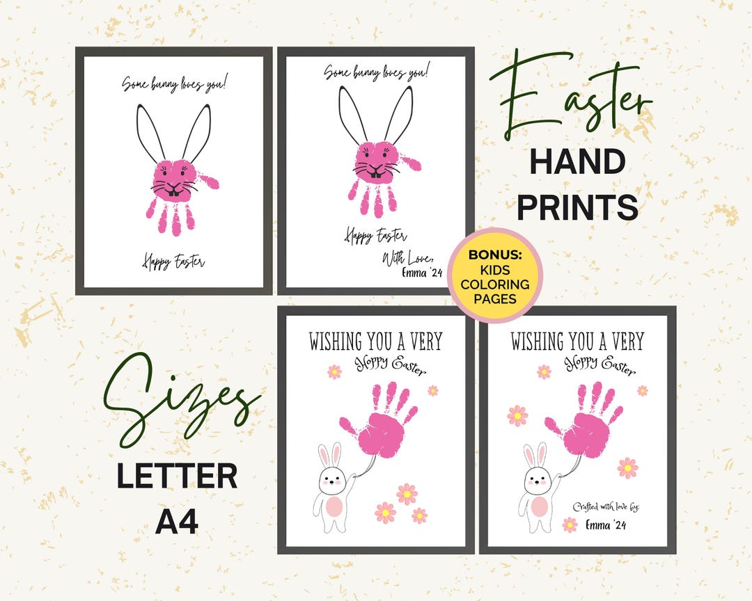 Easter Bunny Handprint Craft: DIY Kids Keepsake (PDF Download) - Etsy