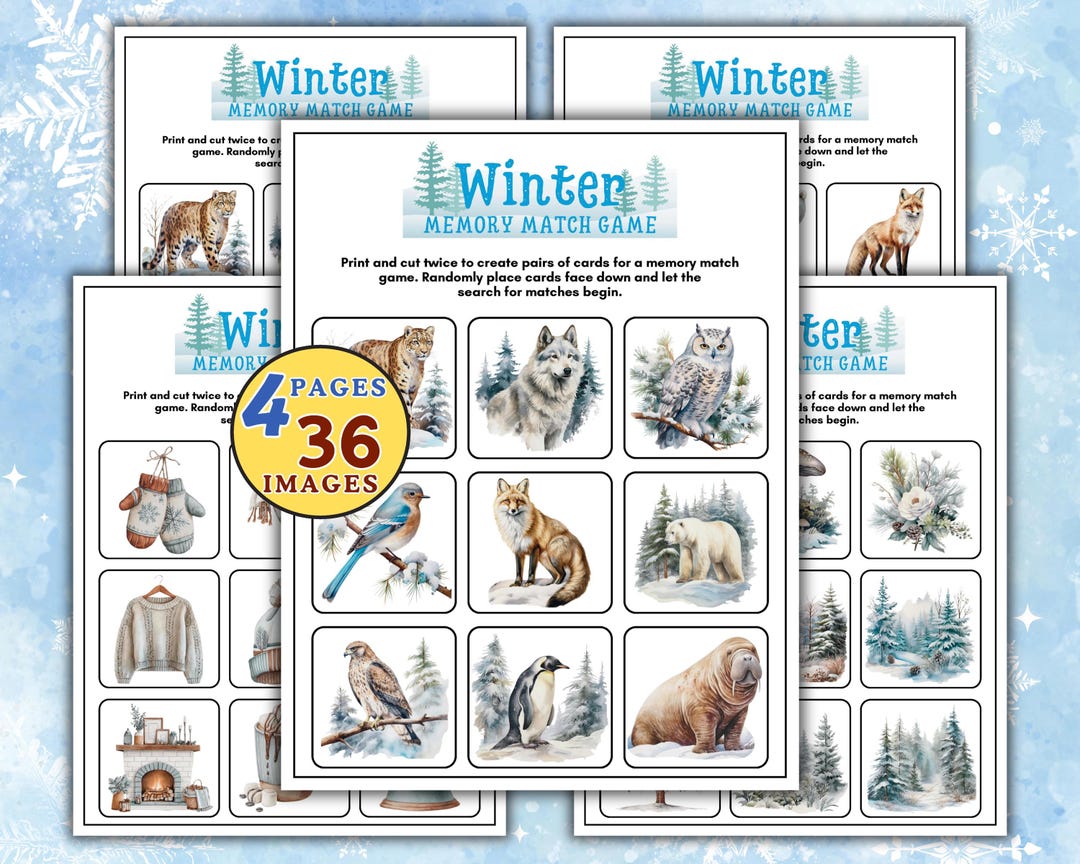 Winter Memory Match Game Printable | Winter-themed Matching Game for ...