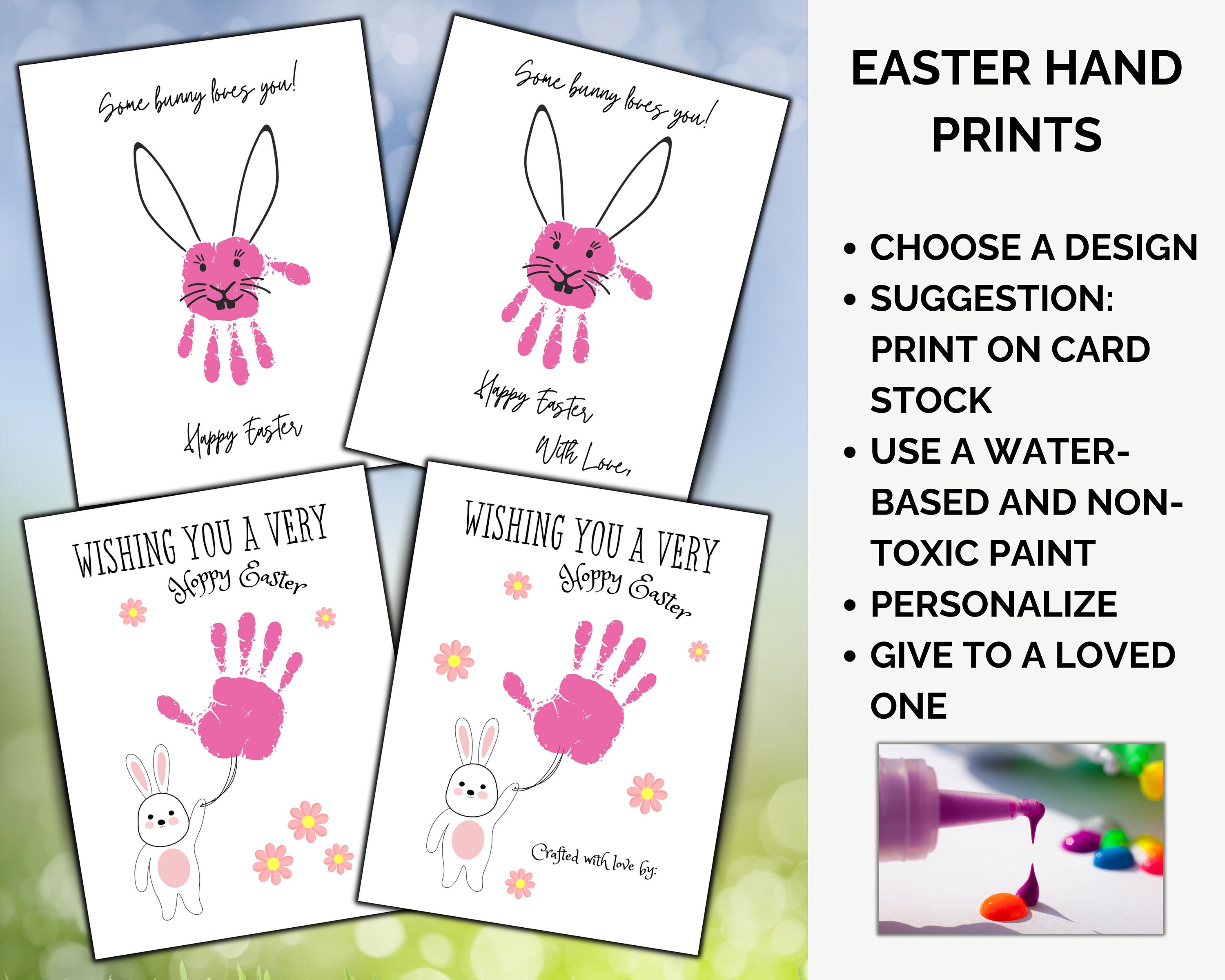 Easter Bunny Handprint Craft: DIY Kids Keepsake (PDF Download) - Etsy