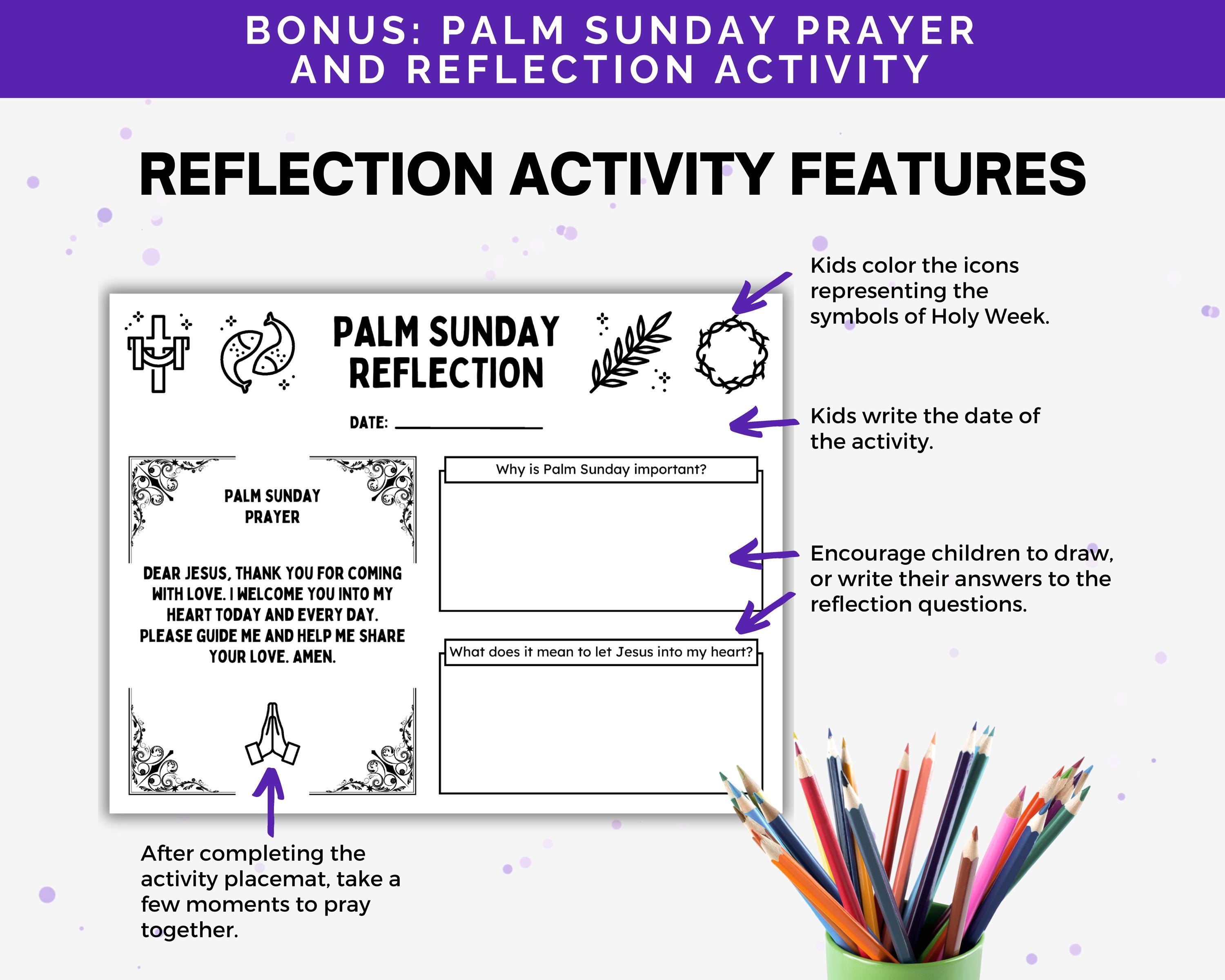 Printable Palm Sunday Activity Placemat for Kids, Triumphal Entry Bible ...