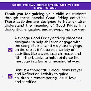 Good Friday Activity Placemat for Kids, Printable Holy Week Lent ...