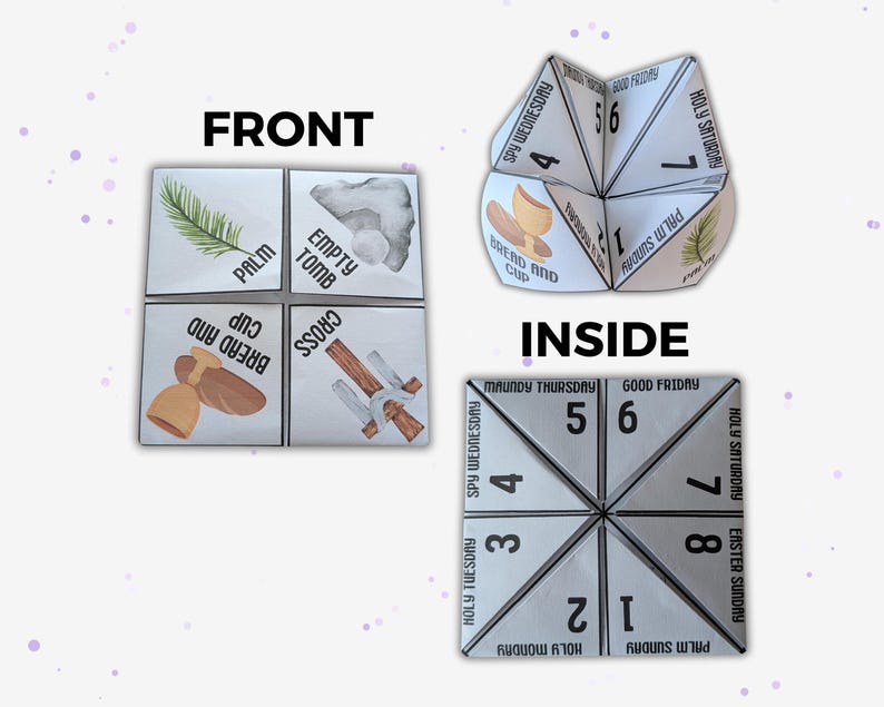 Printable Holy Week Activities for Kids: Cootie Catcher, Bible Story ...