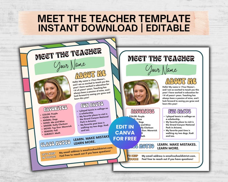 Groovy Meet the Teacher Template: Editable Welcome Letter (digital ...