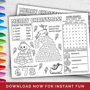 Printable Christmas Placemat for School, Home and Parties, Christmas ...