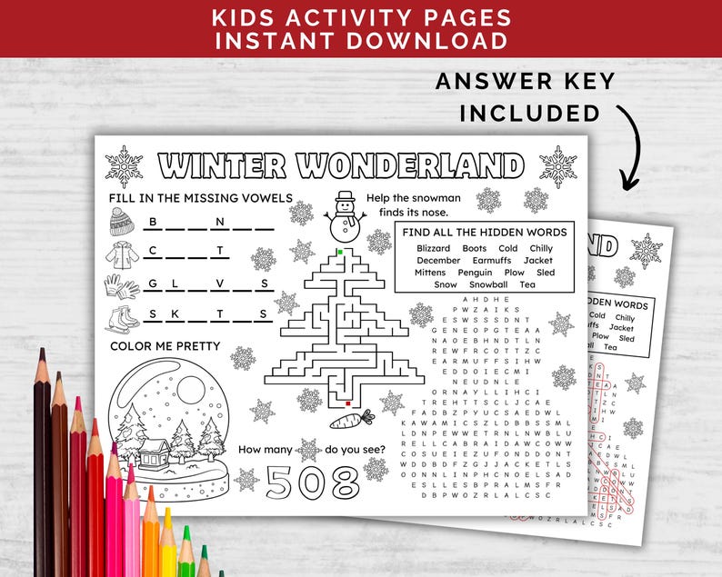 Printable Christmas Placemat for School, Home and Parties, Christmas ...