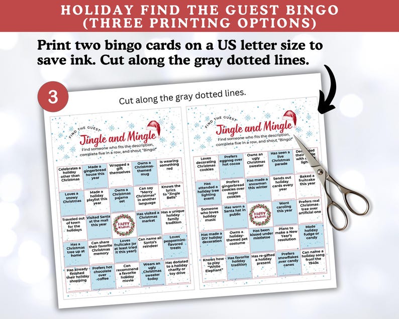 Find the Guest Bingo Christmas Printable, Icebreaker Game Jingle and ...