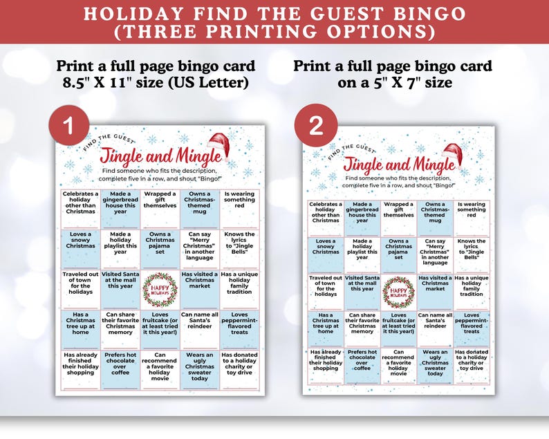 Find the Guest Bingo Christmas Printable, Icebreaker Game Jingle and ...