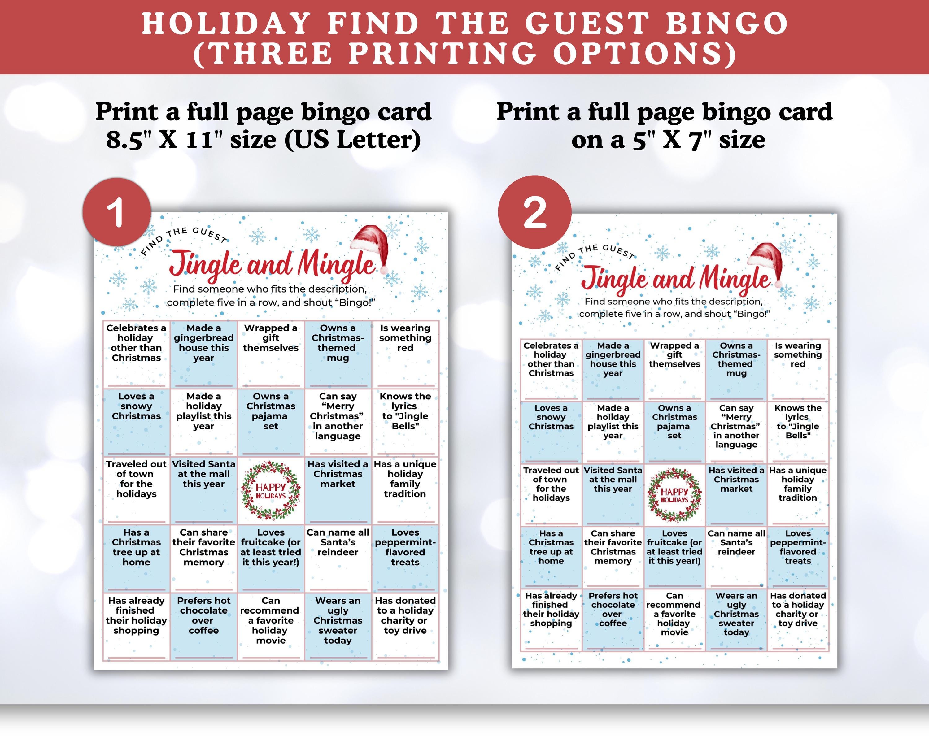 Find the Guest Bingo Christmas Printable, Icebreaker Game Jingle and ...