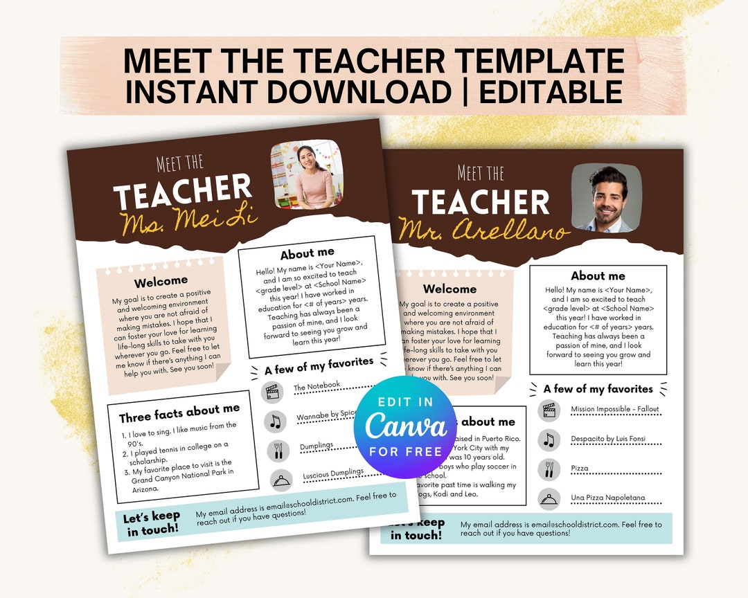 Editable Meet the Teacher Flyer Template, Back to School Get to Know ...