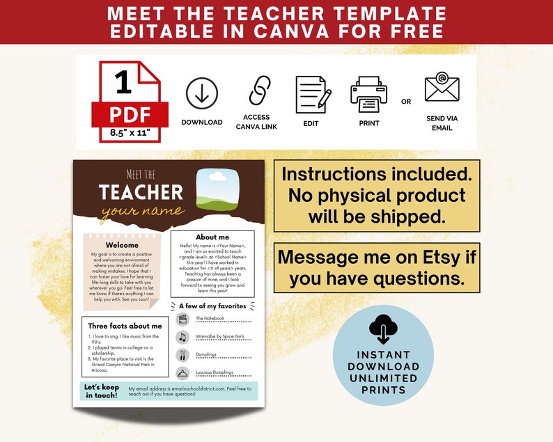 Editable Meet the Teacher Flyer Template, Back to School Get to Know ...