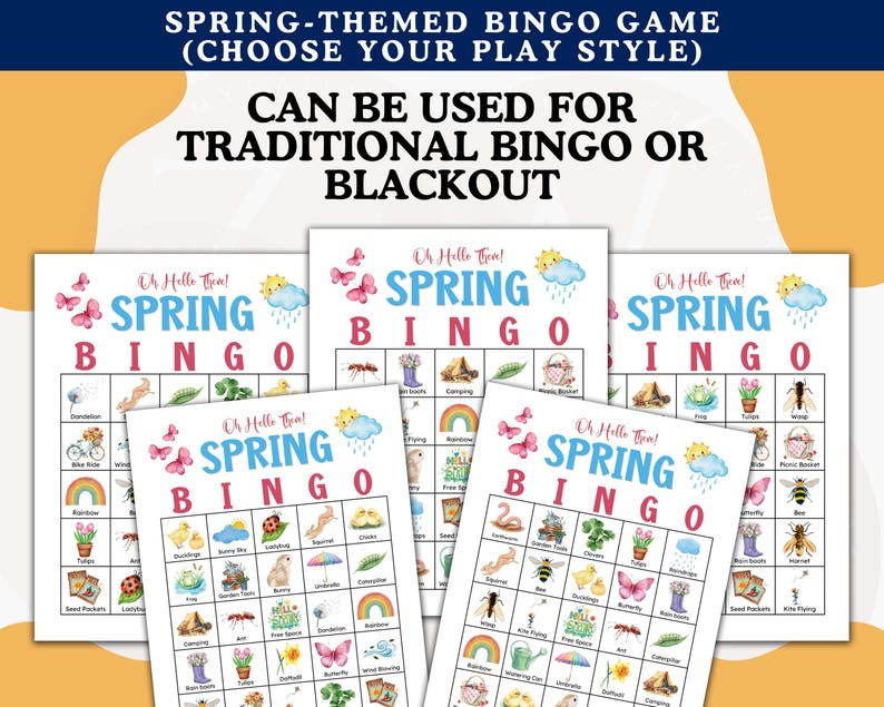 100 Spring Bingo Cards Printable | Kids and Adults Springtime Adventure ...
