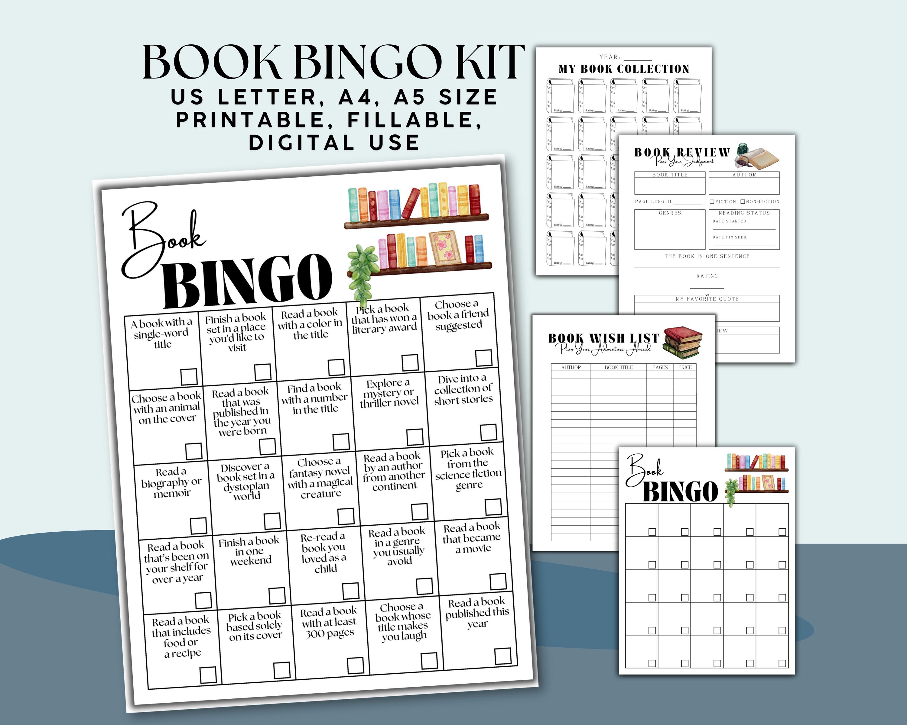 EDITABLE Book Bingo Challenge, Fillable Book Bingo Template, Printable ...