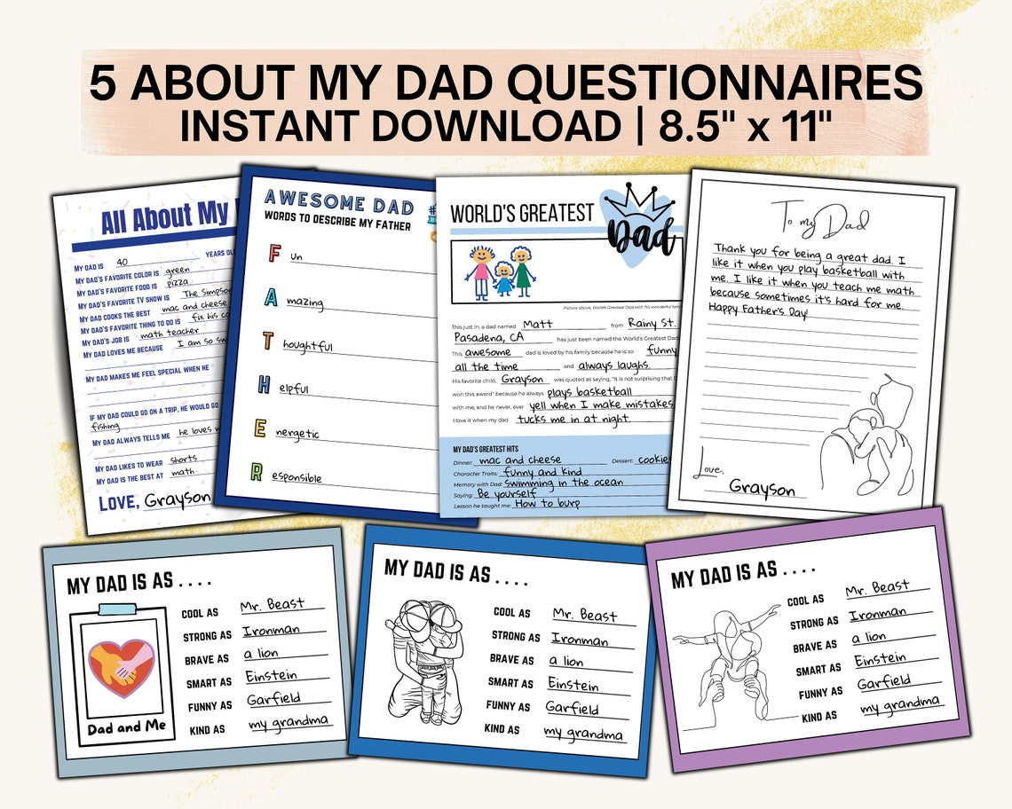 Fathers Day Handprints, Printable Fathers Day Questionnaires, All About ...