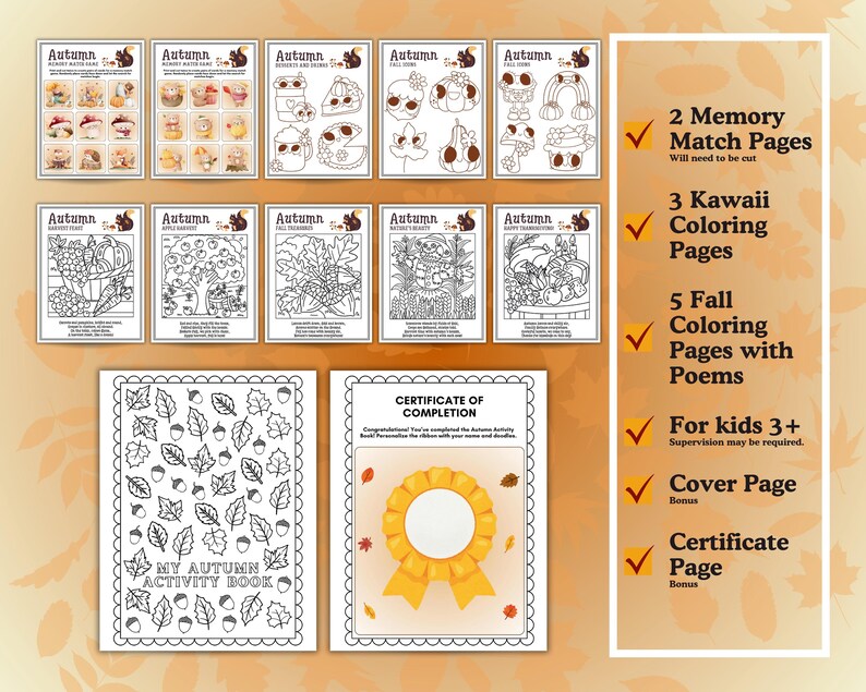 50 Fall Activity Sheets for Kids, Printable Activity Bundle, Fall ...