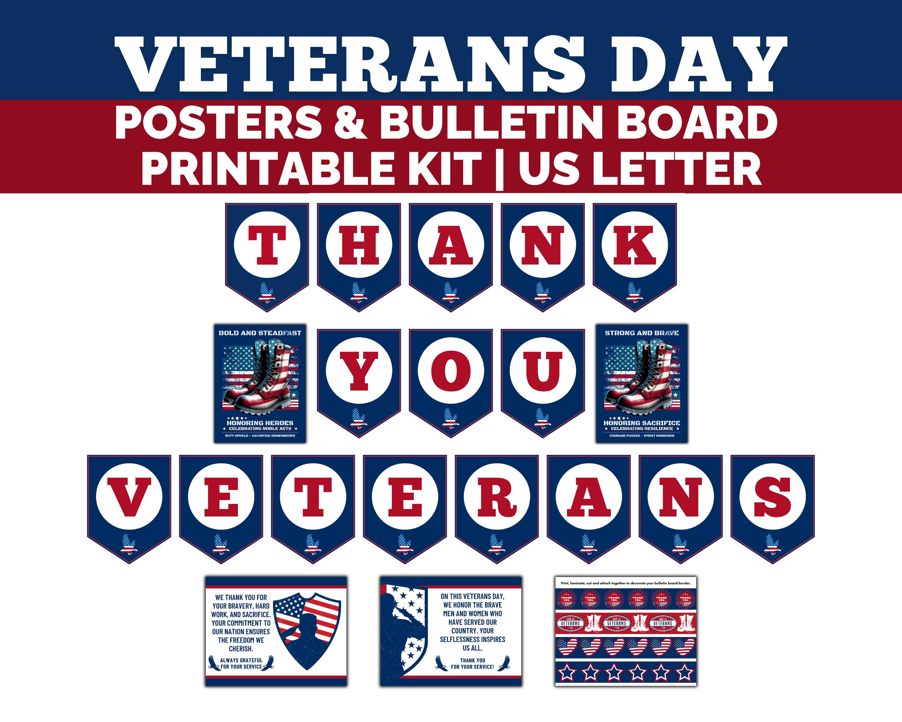 Printable Veterans Day Bulletin Board Ideas, DIY Patriotic Bulletin ...