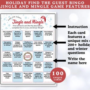 Find the Guest Bingo Christmas Printable, Icebreaker Game Jingle and ...