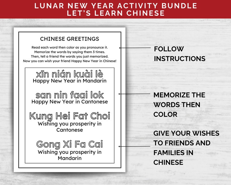 Lunar New Year Printable Activity Bundle, Chinese New Year Coloring ...