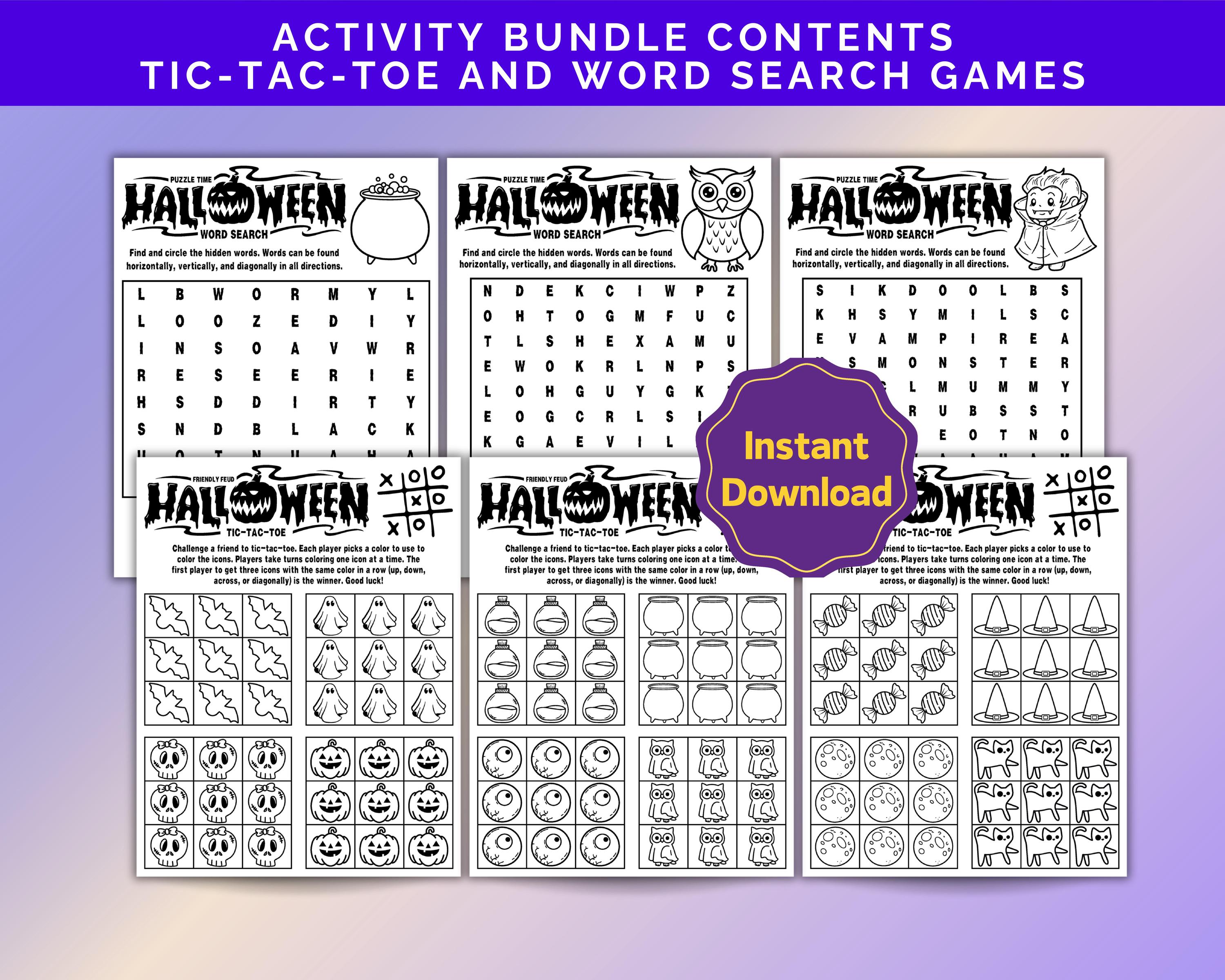 Printable Kids Halloween Activity Bundle, Kids Coloring Pages, Word ...