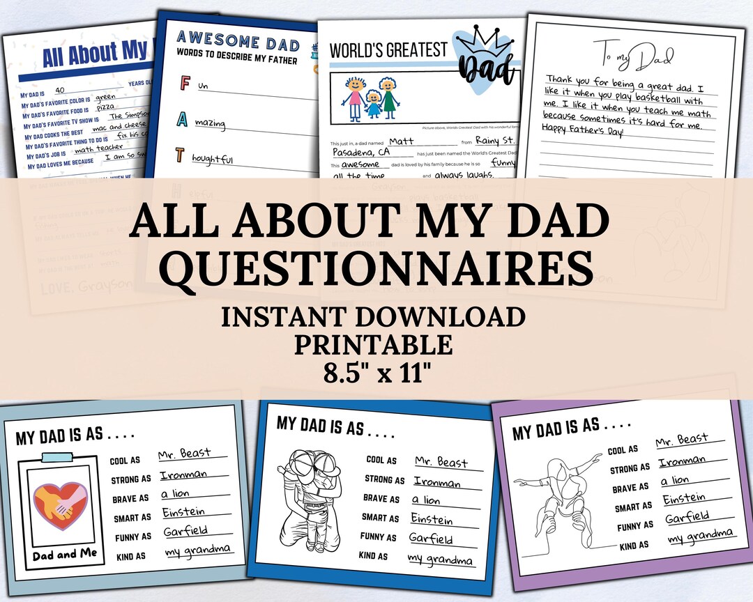 All About My Dad, Printable Daddy Craft, Father's Day Questionnaires ...