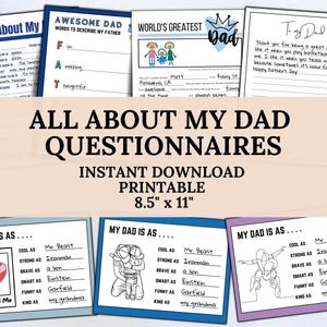 All About My Dad, Printable Daddy Craft, Father's Day Questionnaires ...