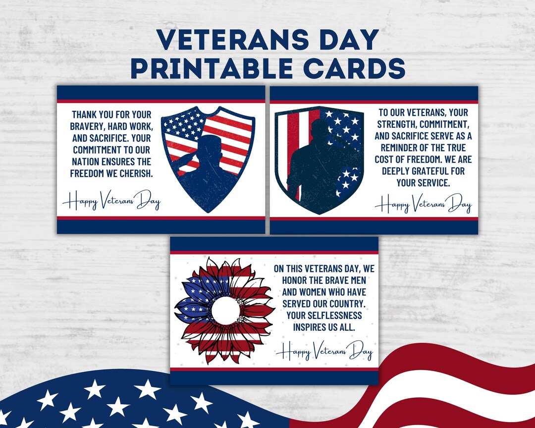 Printable Happy Veterans Day Cards, Thank A Veteran Cards, Poppy ...