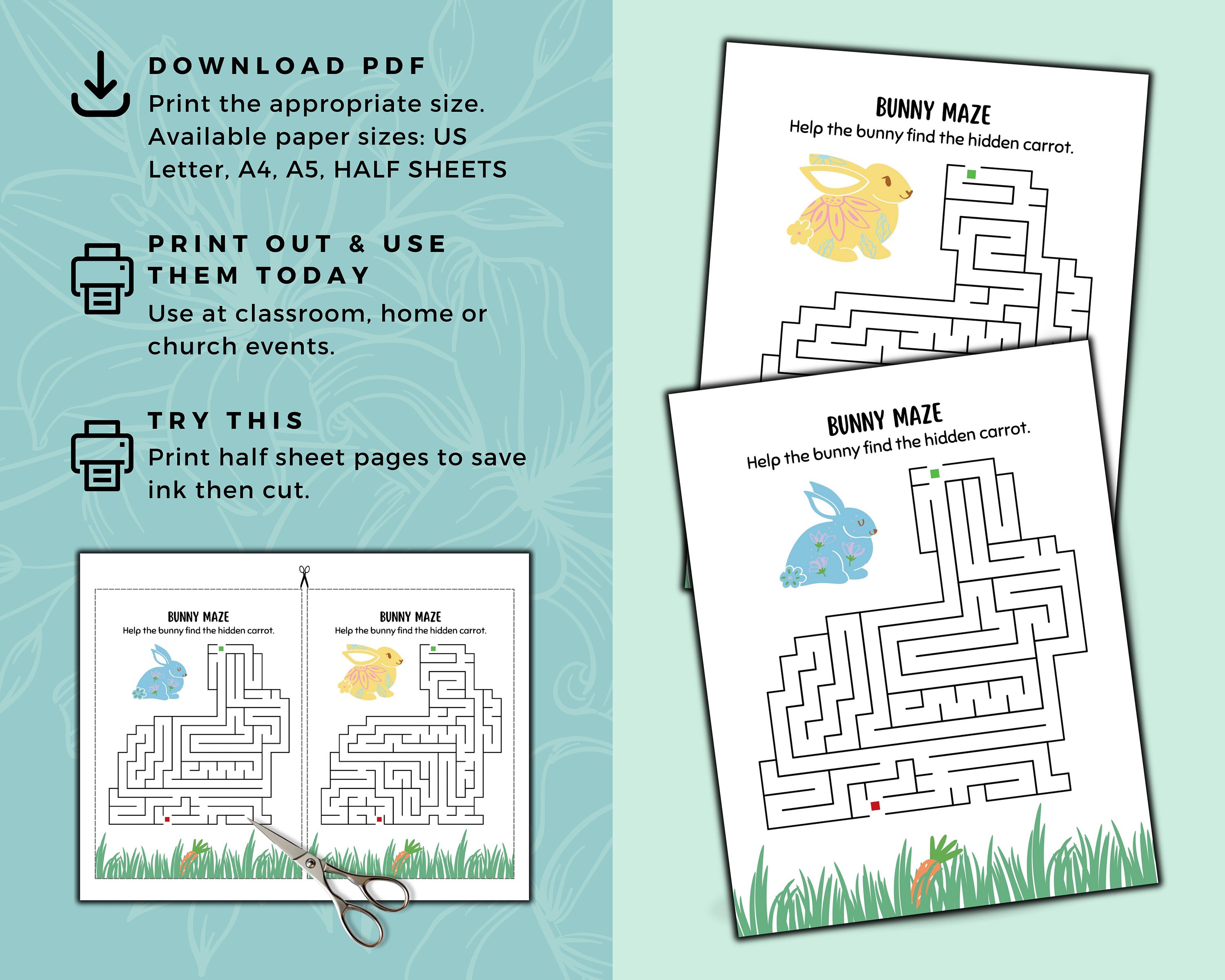 36 Unique Easter Mazes for Kids, Printable Easter Activity, Easter ...