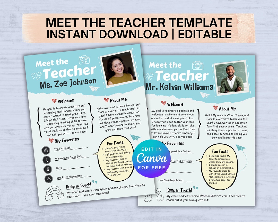 Editable Meet the Teacher Template, DIY Welcome Letter Get to Know ...