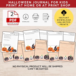 Printable Halloween Writing Prompts for Kids| Trick-or-treating Memory Journal Pages | Spooky ...