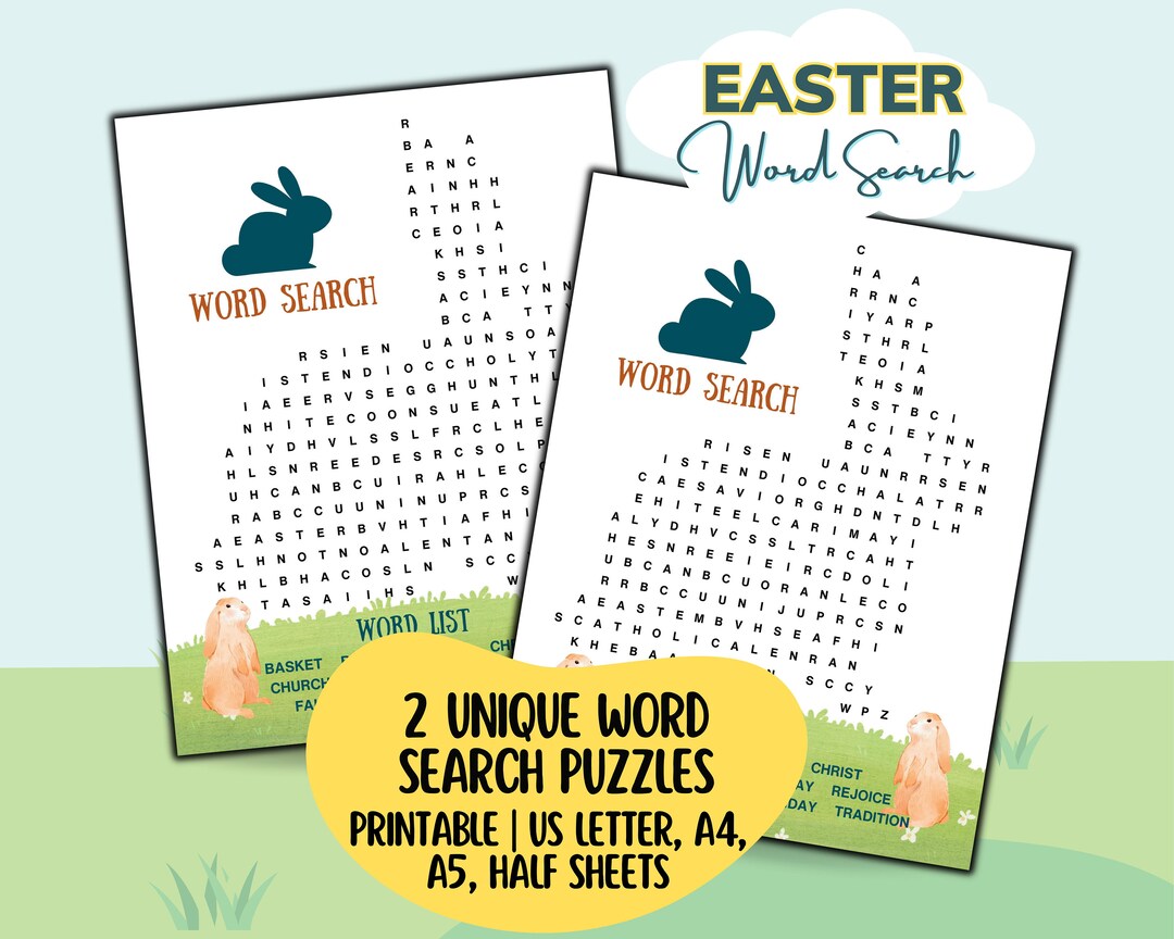 Printable Easter Word Search for Kids and Adults, Downloadable Easter ...