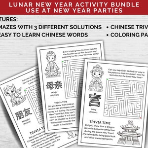 Lunar New Year Printable Activity Bundle, Chinese New Year Coloring ...