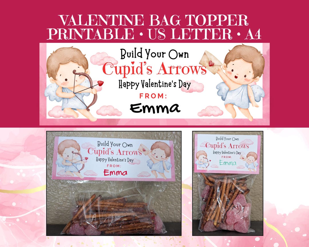 Printable Valentine's Day Treat Bag Topper, Build Your Own Cupid's ...