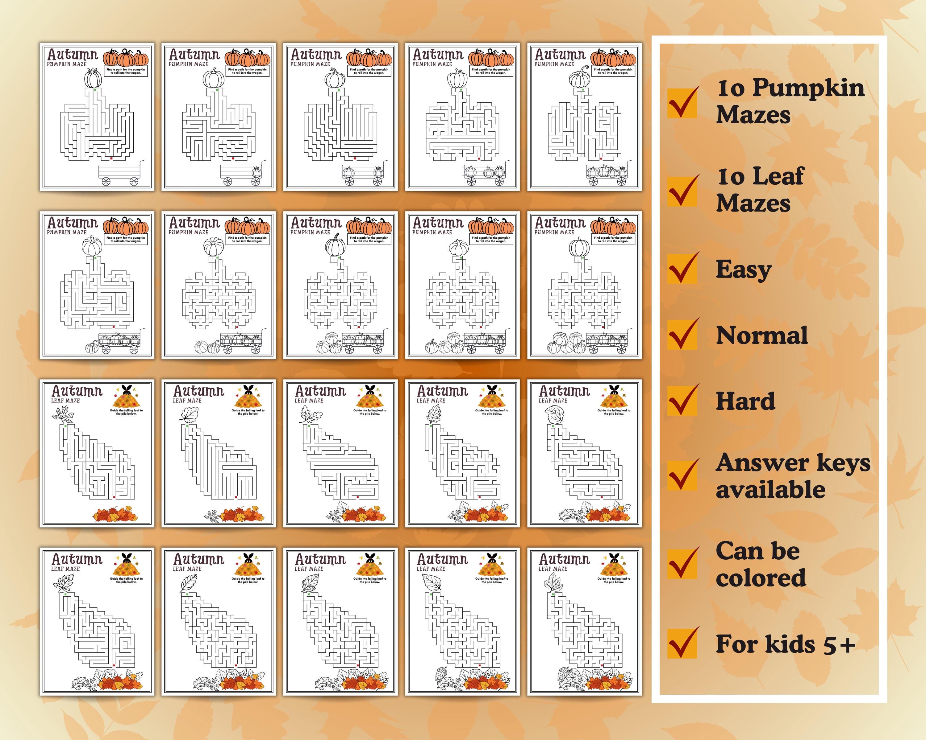 50 Fall Activity Sheets for Kids, Printable Activity Bundle, Fall ...