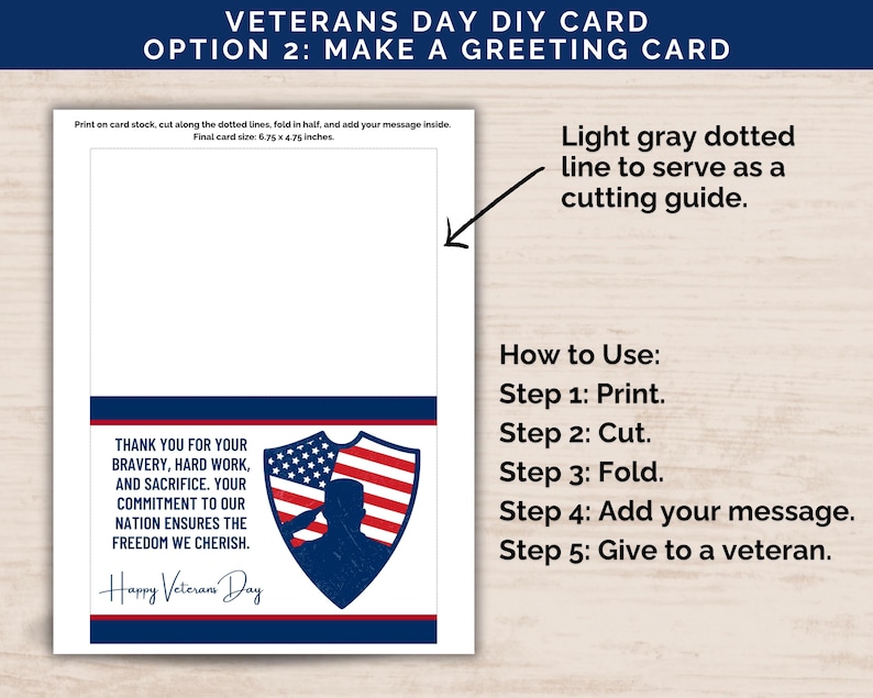 Printable Veterans Day Cards: DIY Thank You Postcard (PDF Download) - Etsy