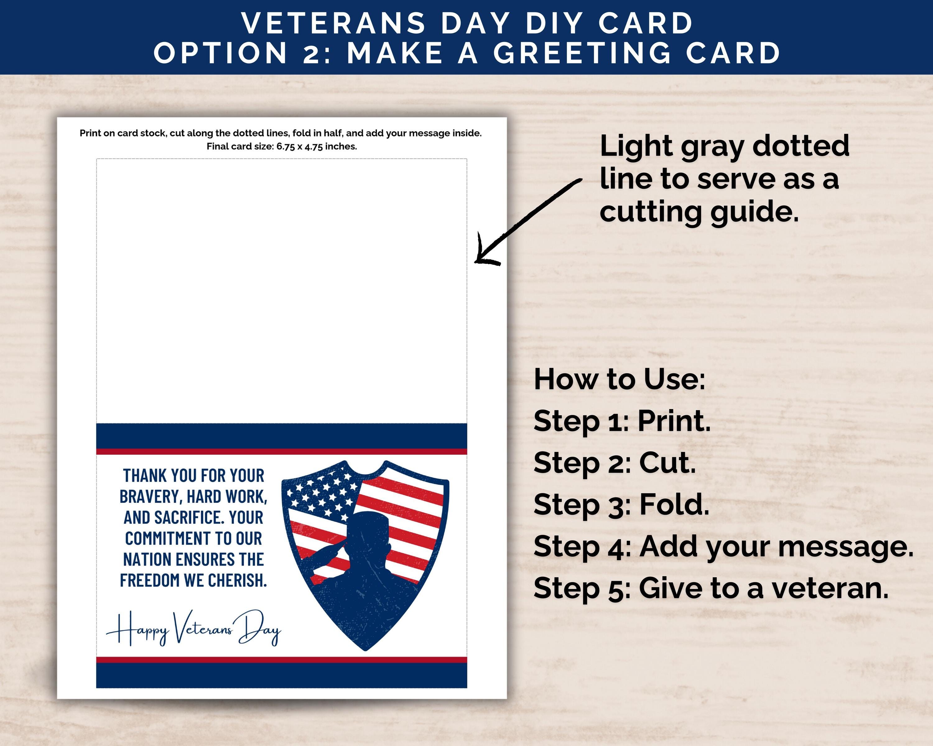 Happy Veterans Day Cards Printable, DIY Patriotic Veterans Day Postcard ...