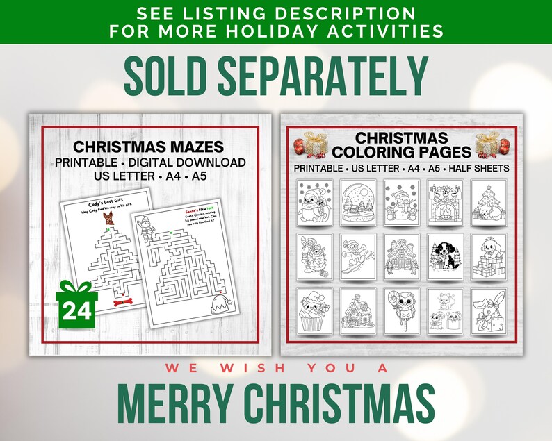 Printable Christmas Placemat for School, Home and Parties, Christmas ...