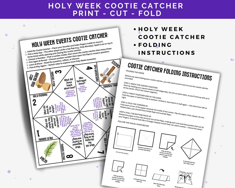 Printable Holy Week Activities for Kids: Cootie Catcher, Bible Story ...