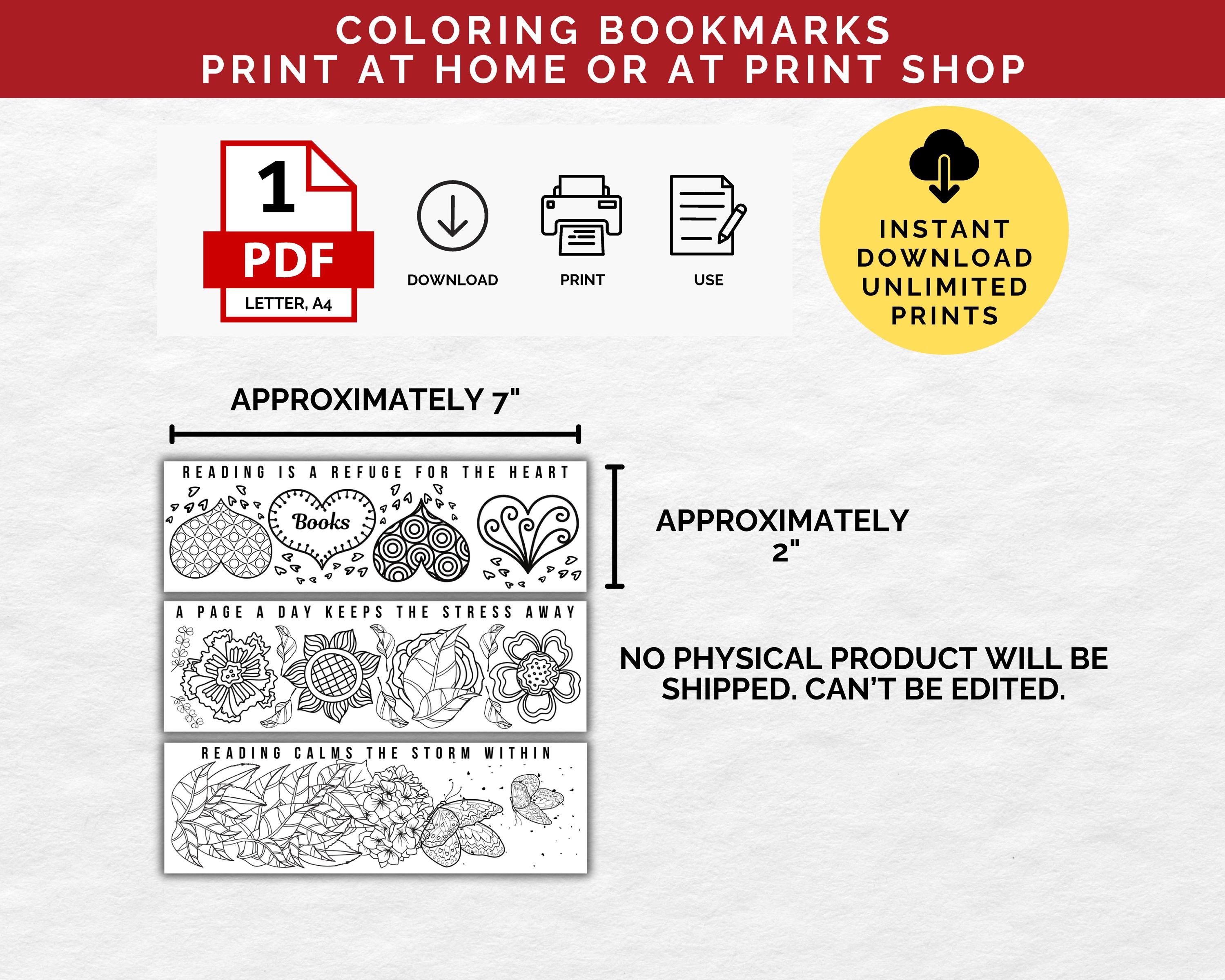 Color Your Own Bookmark, Printable Coloring Bookmarks for Adults, DIY ...