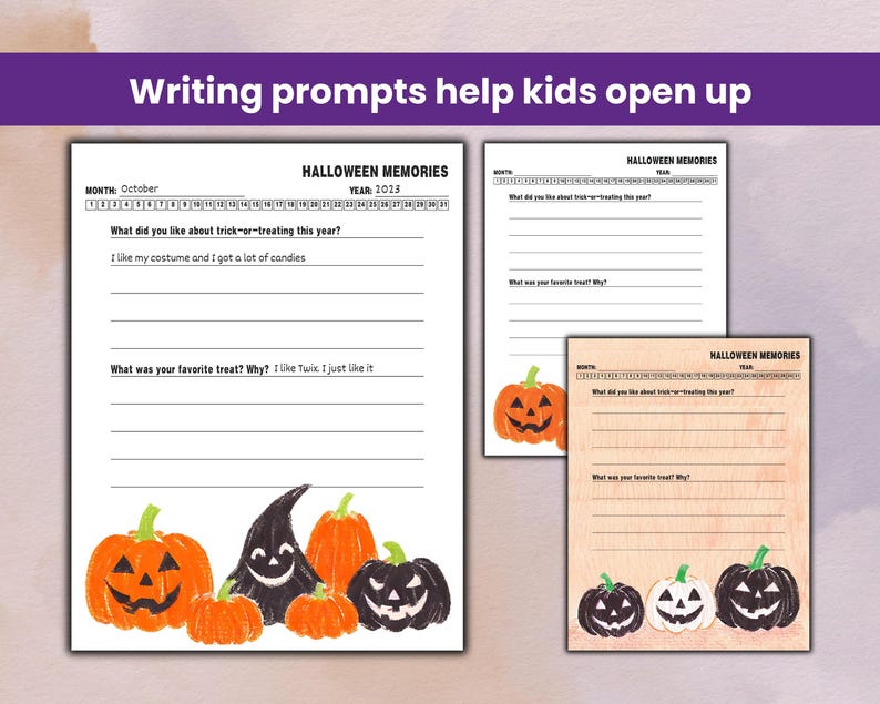 Printable Halloween Writing Prompts for Kids| Trick-or-treating Memory ...