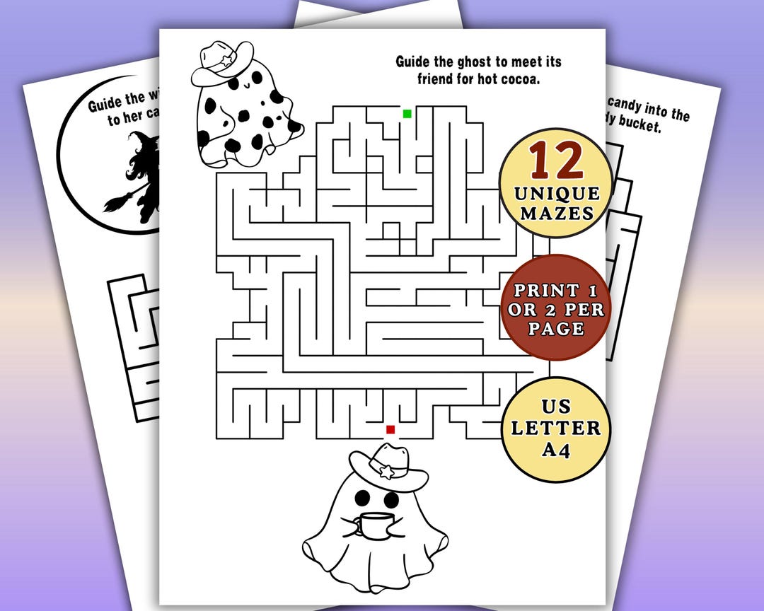 Halloween Themed Maze Activity Pack for Kids | 12 Unique Printable ...