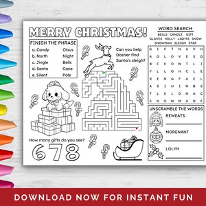 Printable Christmas Placemat for School, Home and Parties, Christmas ...