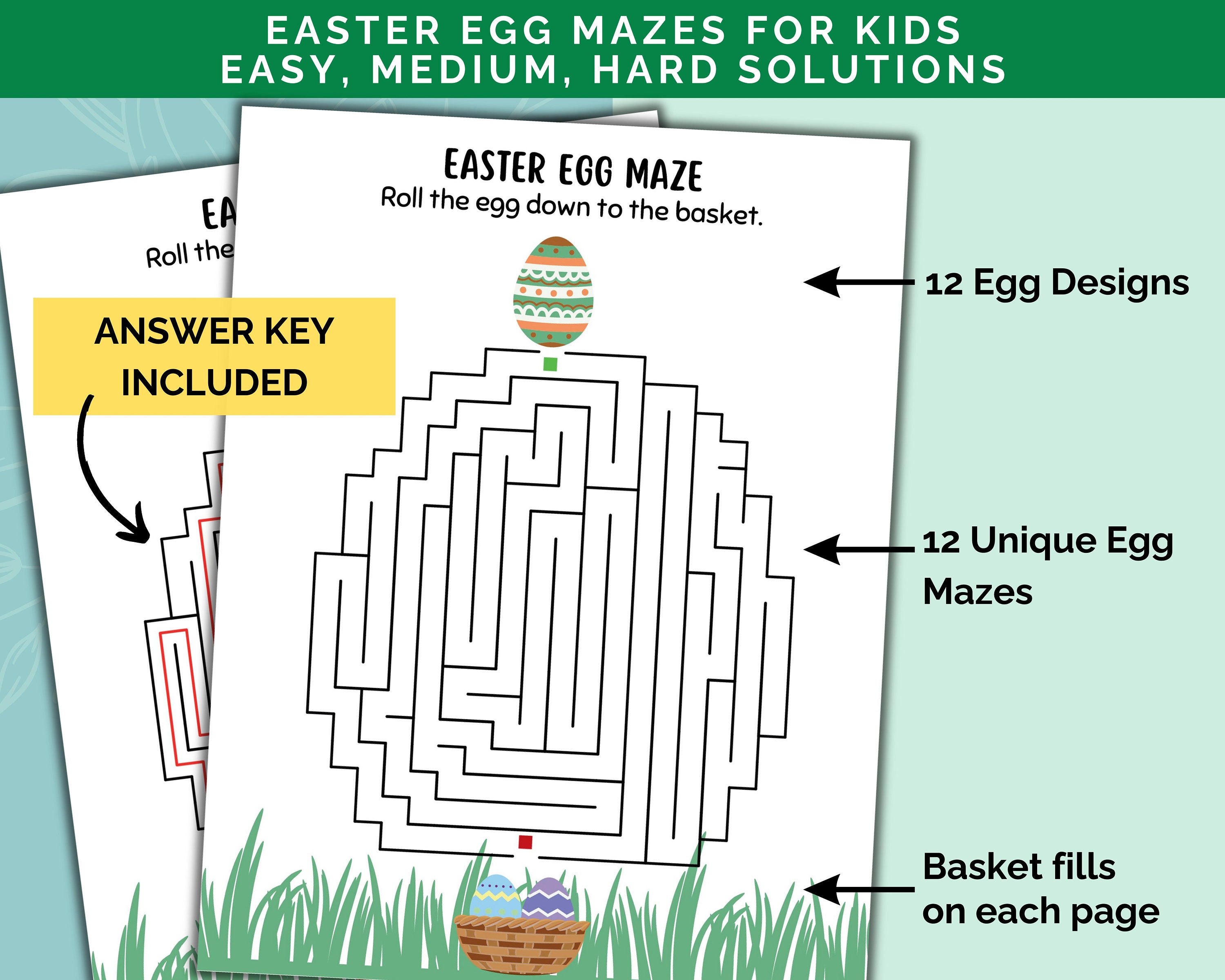 36 Unique Easter Mazes for Kids, Printable Easter Activity, Easter ...